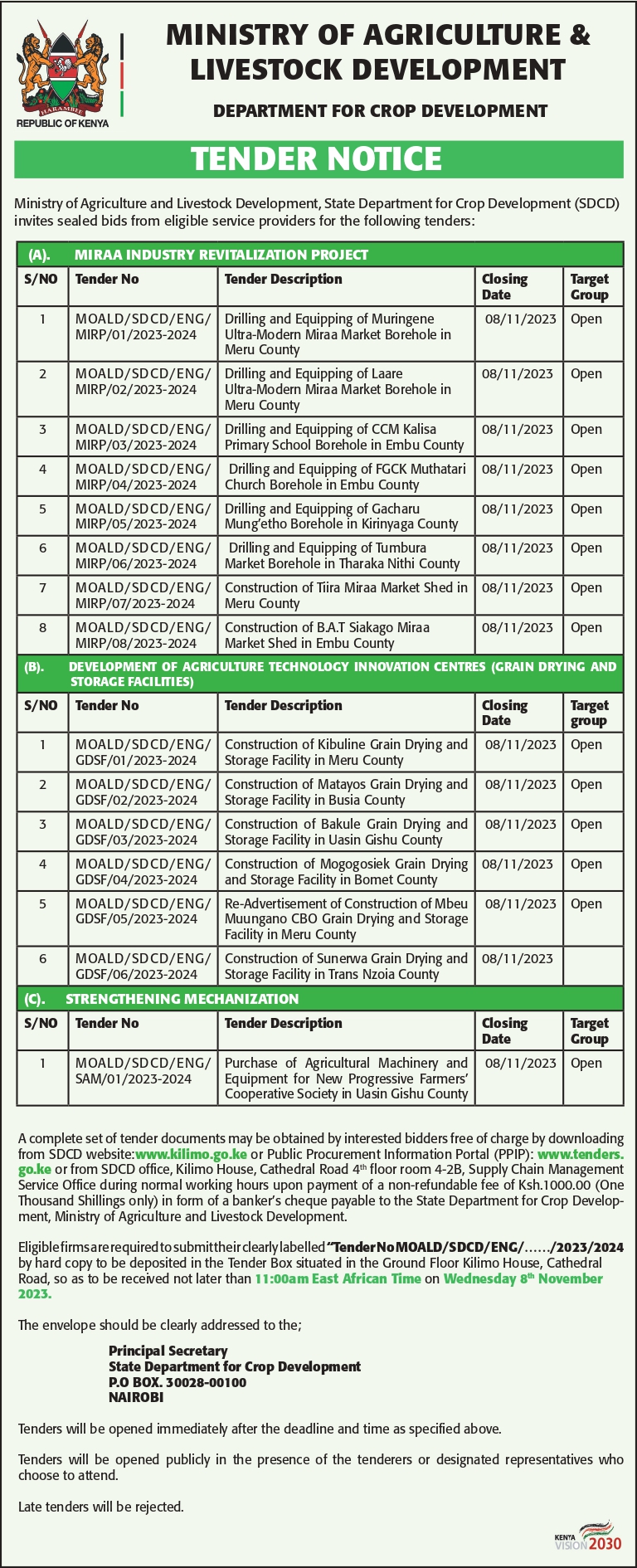 DEPARTMENT FOR AGRICULTURE - MoALD